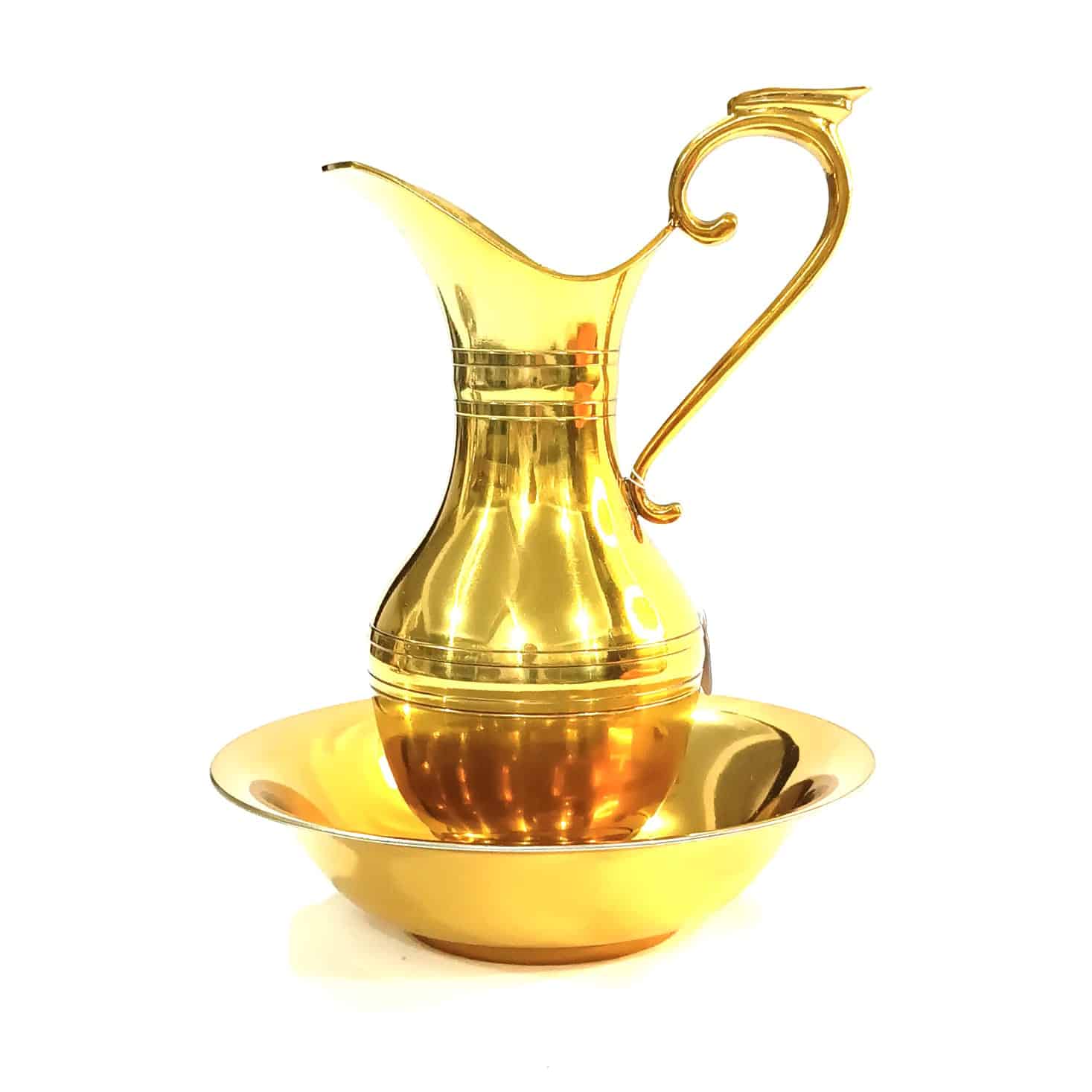 Ânfora – Jarra com Bacia Estanho 350ml F245A dourada – Fábrica de Hóstias