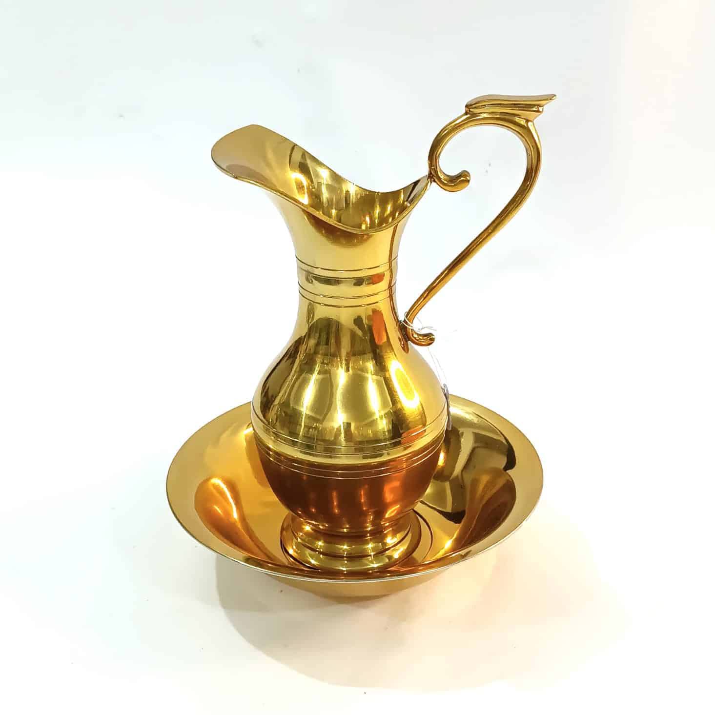 Ânfora – Jarra com Bacia Estanho 350ml F245A dourada – Fábrica de Hóstias