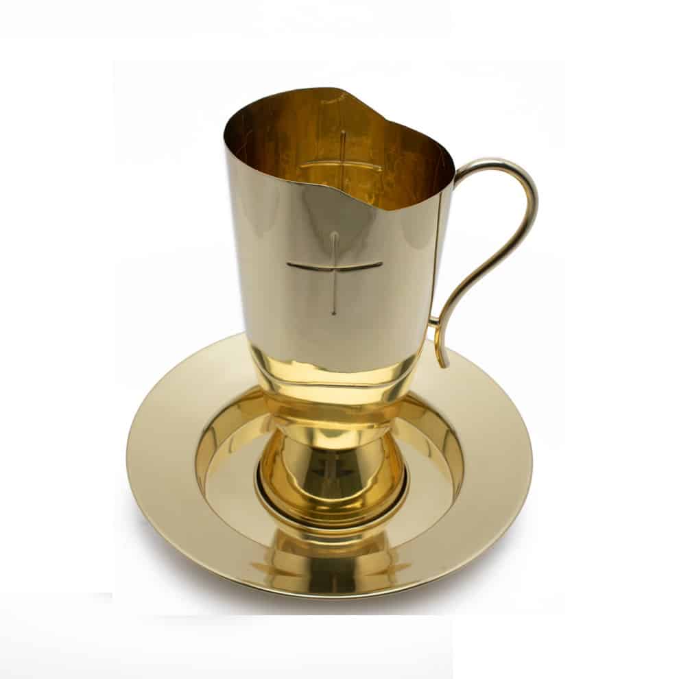 Ânfora – Jarra com Bacia 4052 Liso dourado – Fábrica de Hóstias